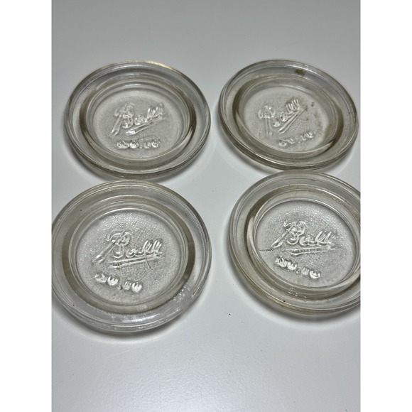 Ball | Dining | Ball Glass Jar Inserts Vintage Set Of 4 Embossed Logo ...